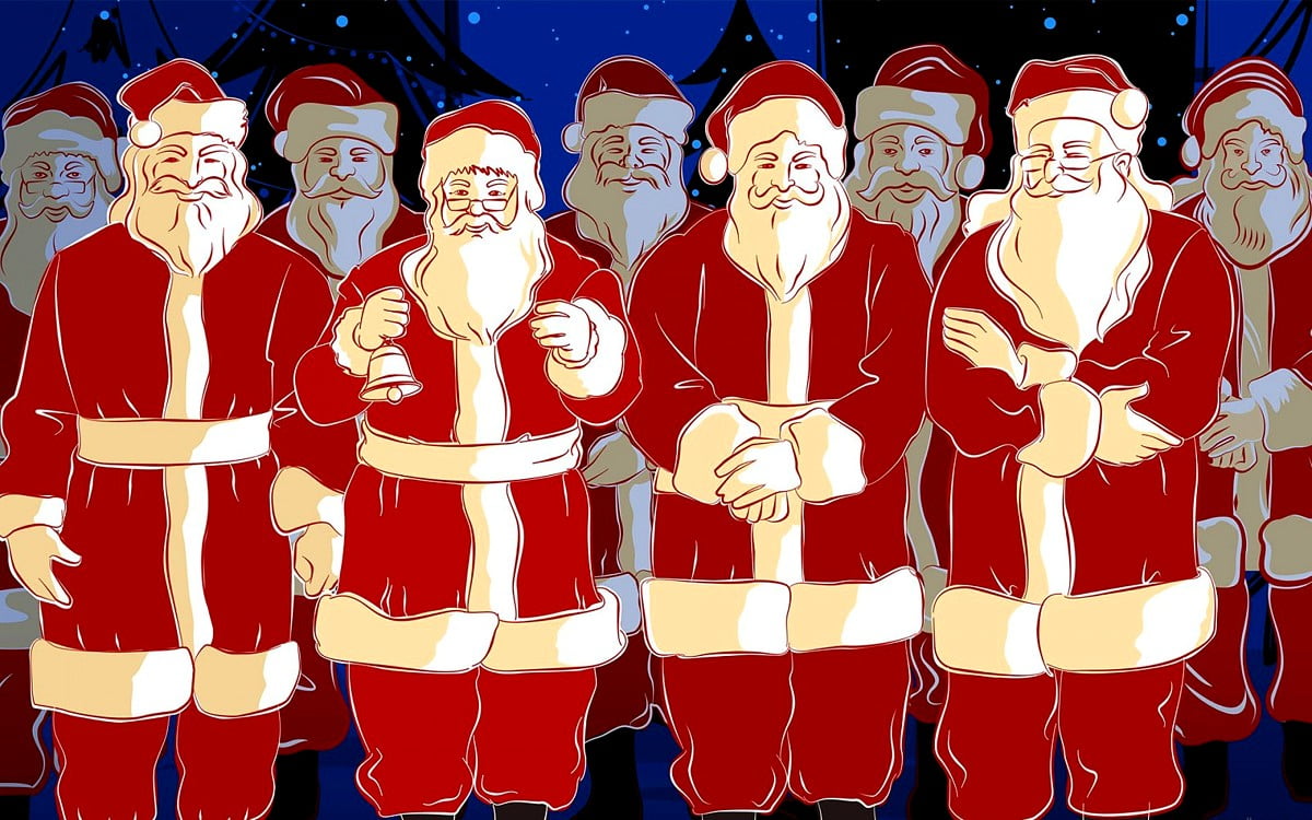 God Jul, Jultomten, Tecknade Serier bakgrundsbild | Gratis Skrivbordsbilder